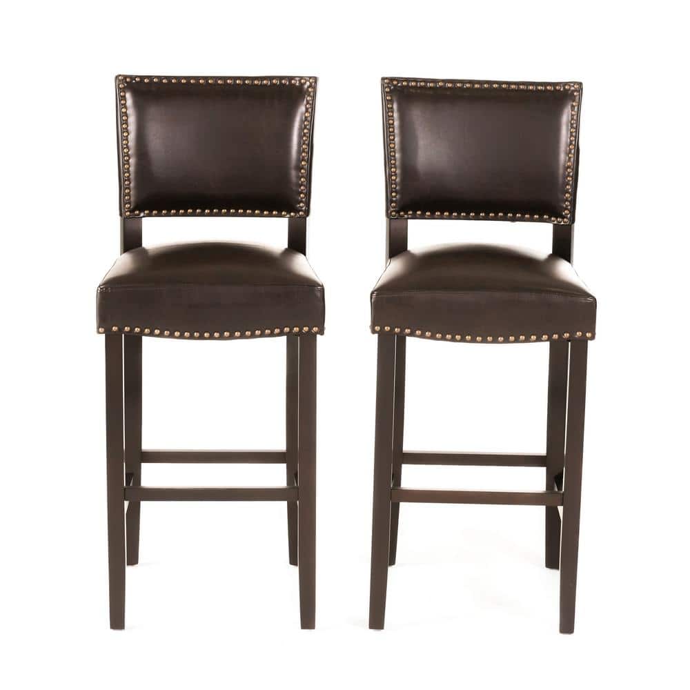 Noble House Mayfield 44.5 in. Brown Cushioned Bar Stool (Set of 2) 6621 ...