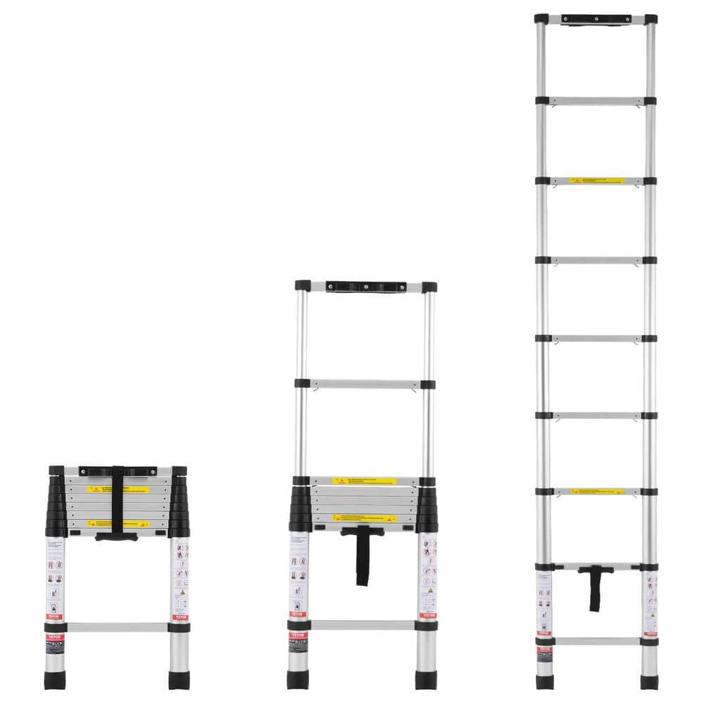 VEVOR Telescoping Ladder, 8.5 ft. Aluminum Lightweight Extension Ladder ...