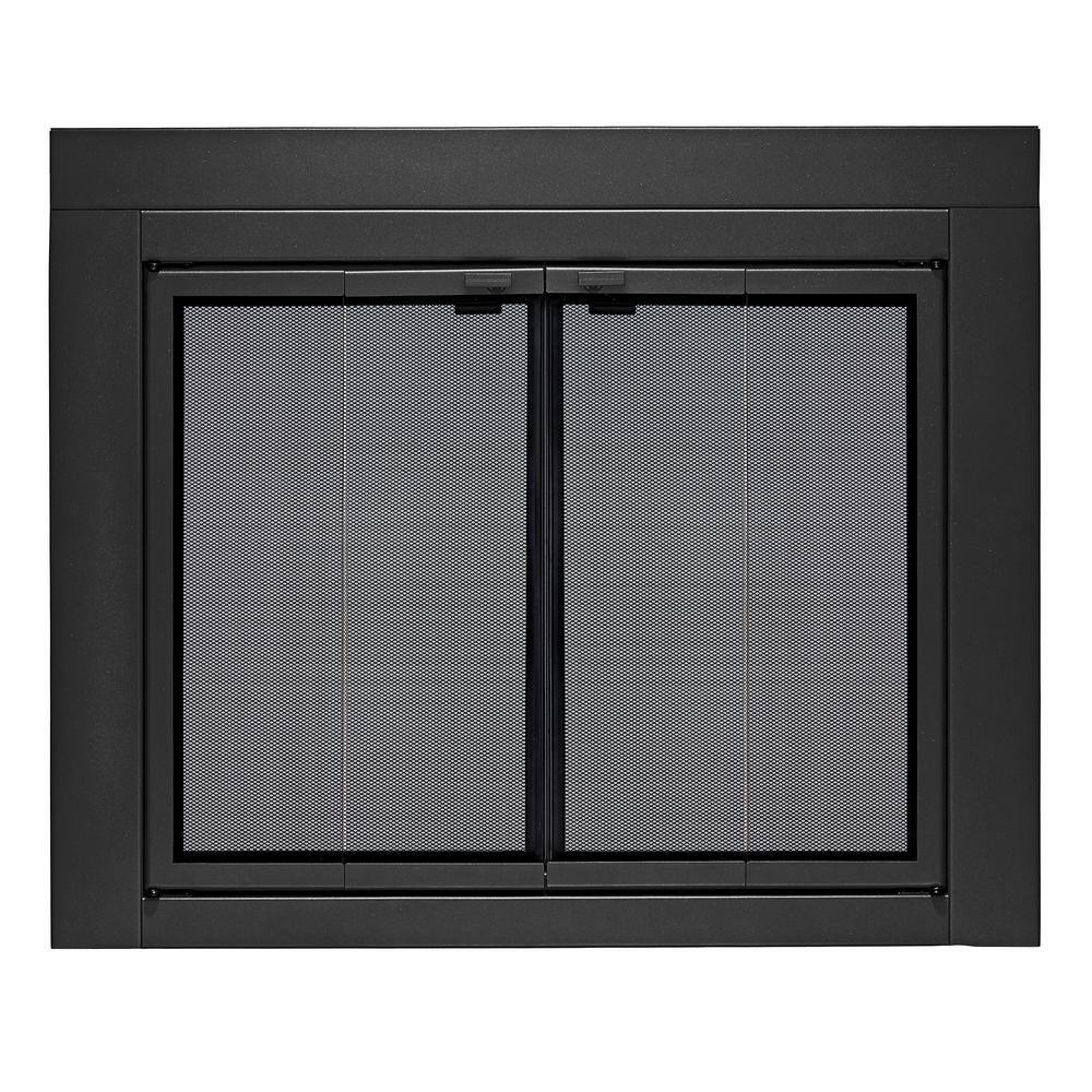 UniFlame Uniflame Medium Roman Black Bi-fold style Fireplace Doors with ...
