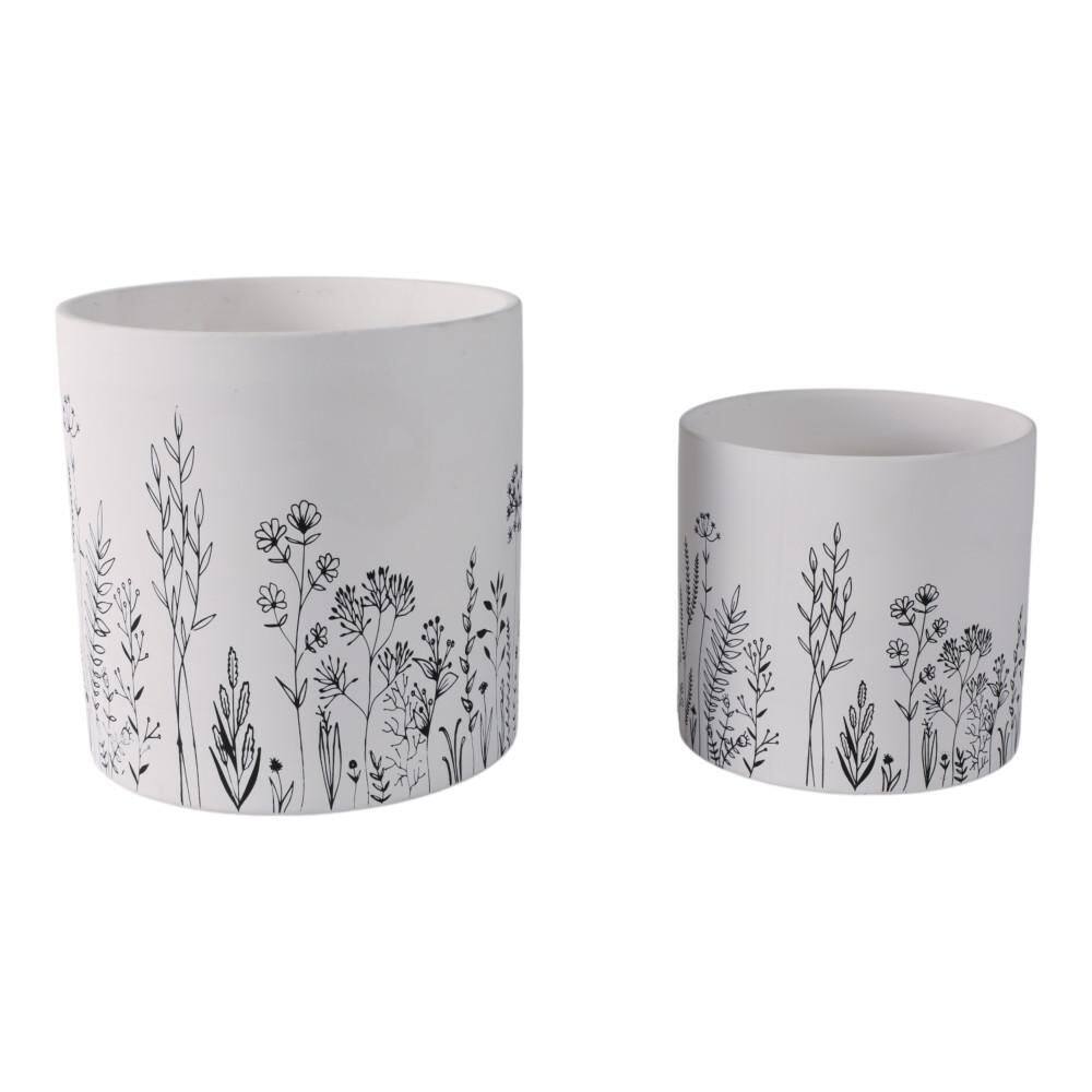 Liv & Skye 6 in. and 8 in. White Ceramic Wildflower Field Decorative ...
