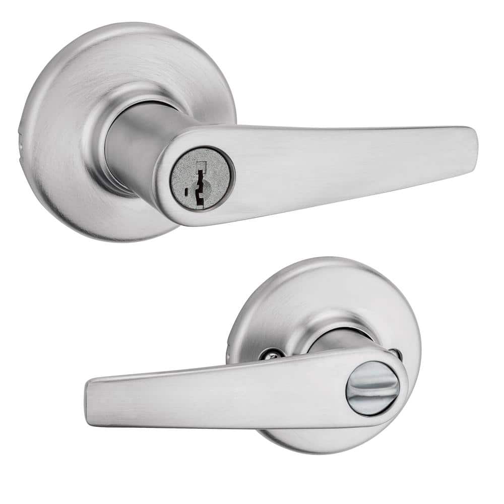 Kwikset Delta Satin Chrome Keyed Entry Door Handle with Pin and Tumbler ...