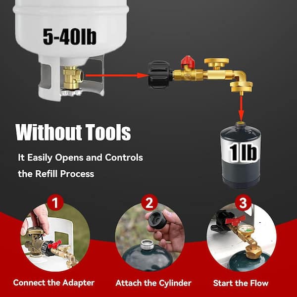 Lukvuzo Propane Refill Elbow Adapter with Tank Gauge and Valve Control ...