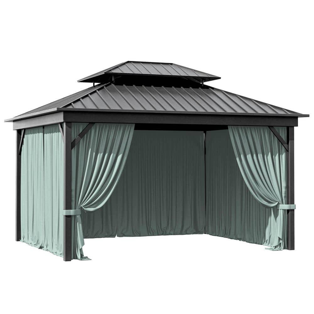 WNP 10 ft. x 12 ft. Universal Outdoor Privacy Curtains, Gazebo Curtains ...
