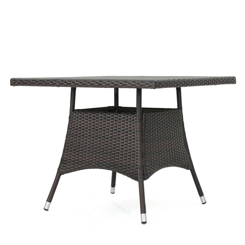 Brown Square Powder-Coated Iron and Wicker Dining Table-Stylish ...