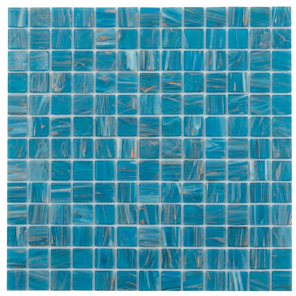 Apollo Tile Celestial Glossy Blue 12 in. x 12 in. Glass Mosaic Wall and ...