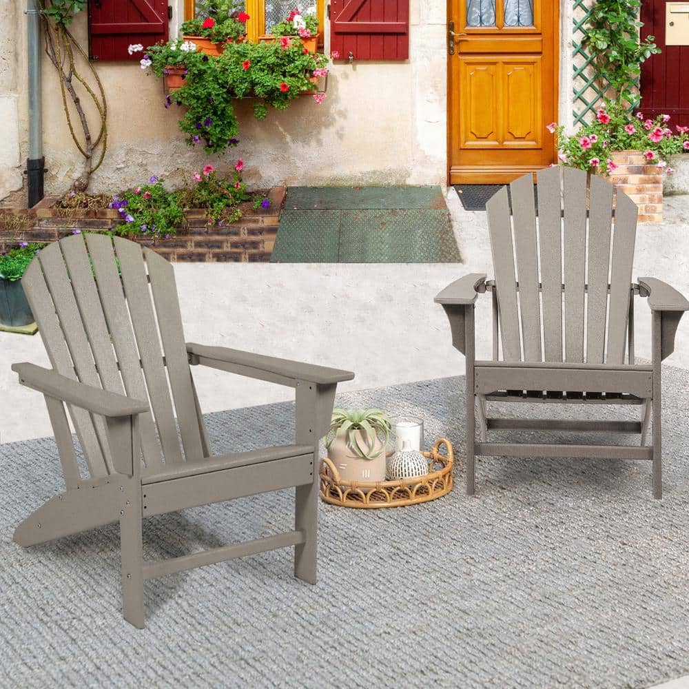 MIRAFIT Classic Gray Composite of Adirondack Chair with (Set of 2) RCY ...