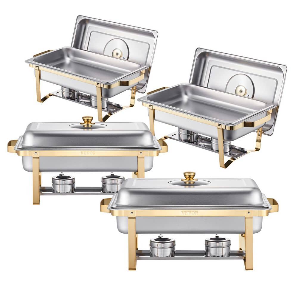 VEVOR Chafing Dish Buffet Set, 8 qt. 4 Pack, Stainless Steel Chafer, 4 ...