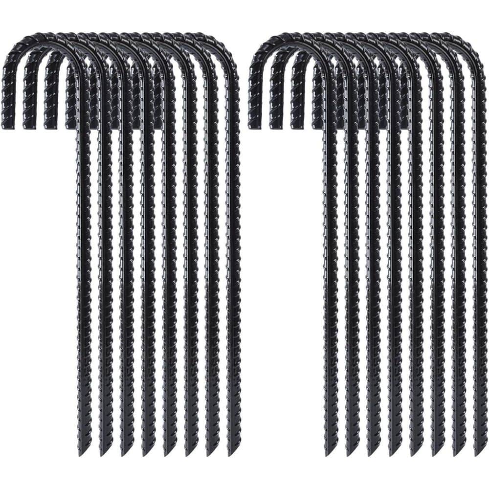 Justincity Heavy Duty 12 in. Rebar Stakes J Hook Galvanized Steel ...