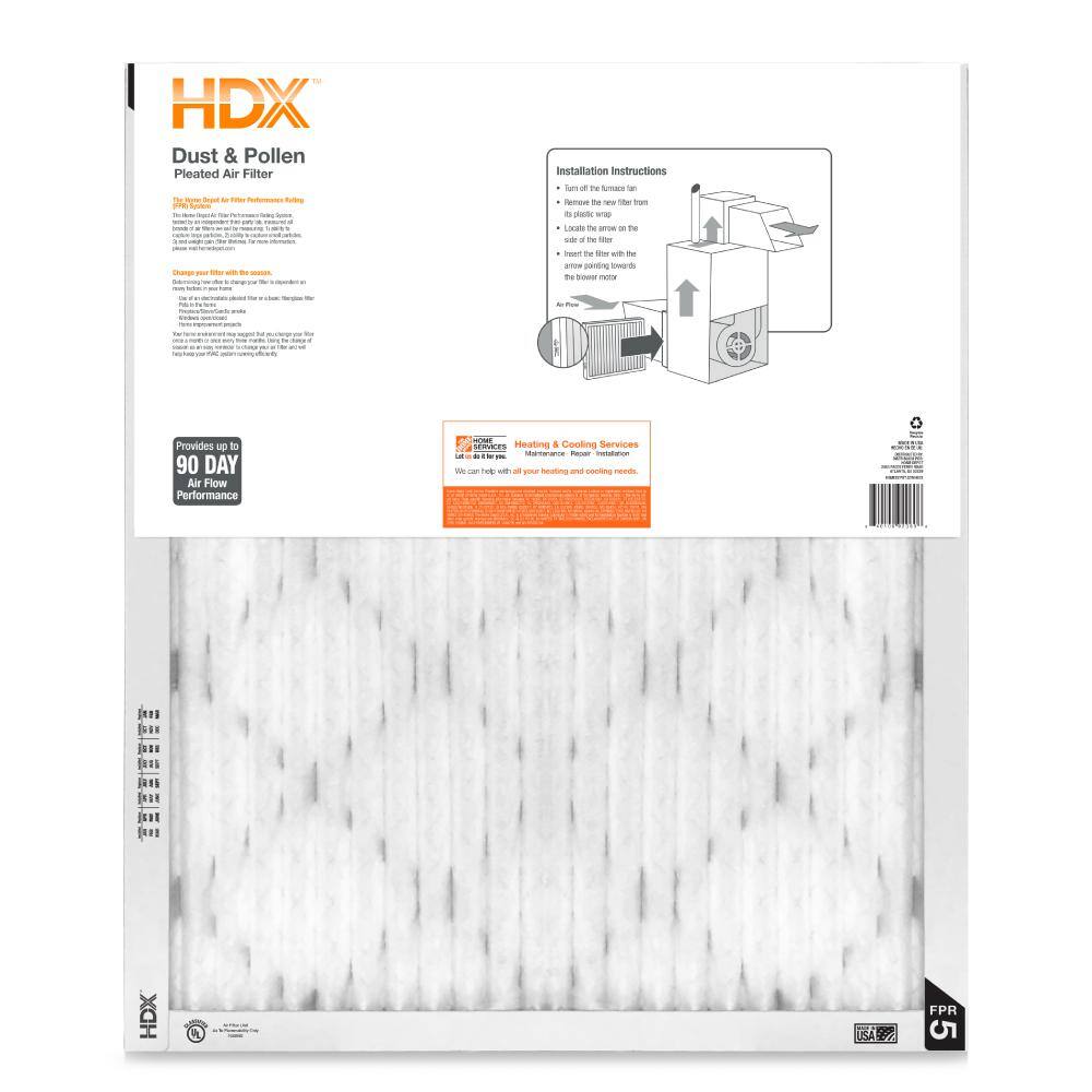 HDX 19 in. x 21.5 in. x 1 in. Standard Pleated Air Filter FPR 5, MERV 8 ...