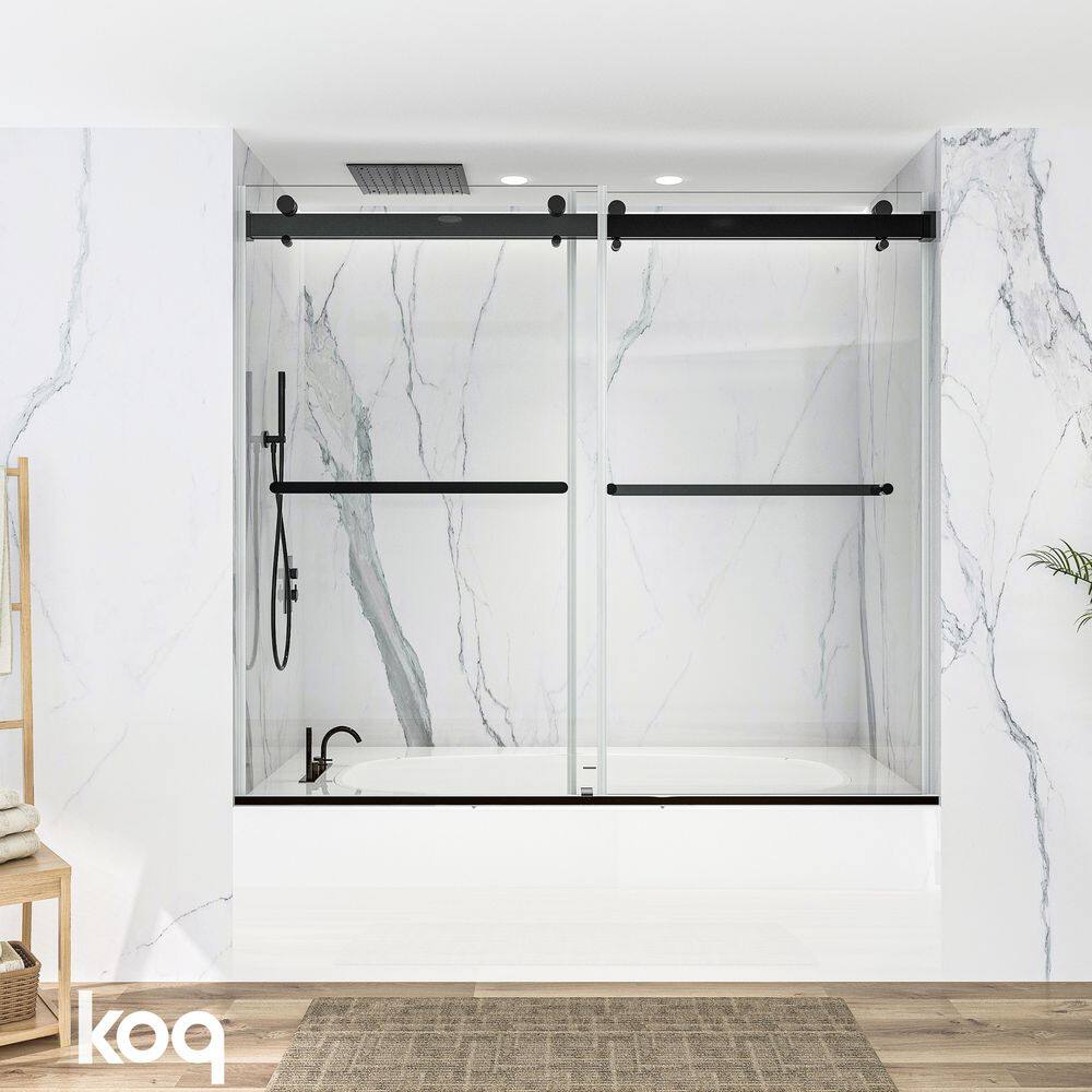 KOQ Aureum Series 56 - 60 in. W x 60 in. H Double Sliding Frameless Tub ...