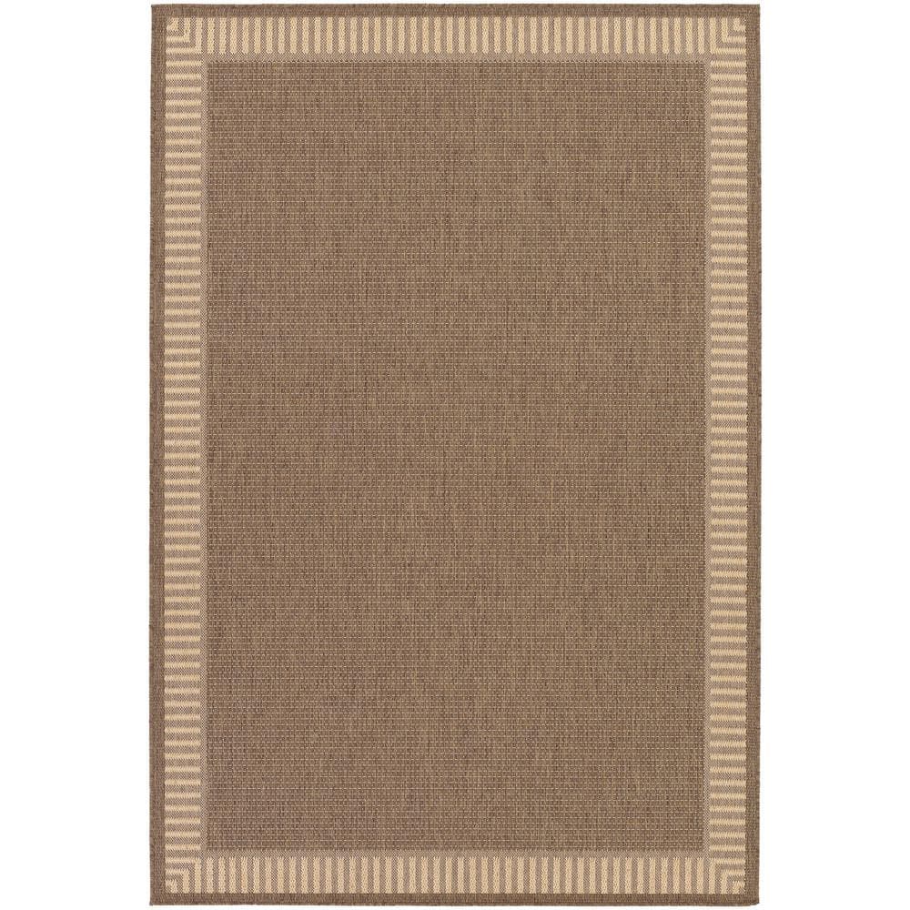 Couristan Recife Wicker Stitch Brown-Tan 6 ft. x 9 ft. Flatwoven Solid ...