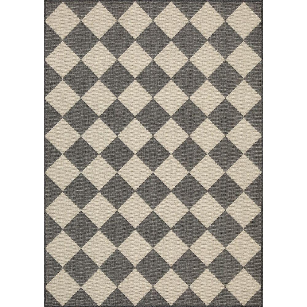 Hampton Bay Black/Ivory Diamond 8 ft. x 10 ft. Indoor/Outdoor Area Rug ...