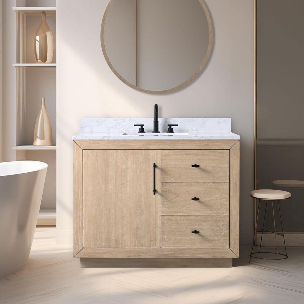 Vanity Art 42 in. W x 22 in. D x 38 in. H Single Sink Bath Vanity in ...