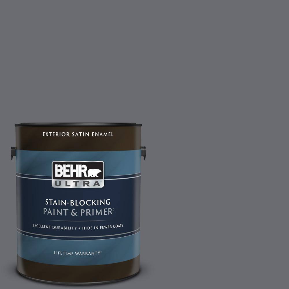BEHR ULTRA 1 gal. #PPF-49 Platinum Gray Satin Enamel Exterior Paint ...