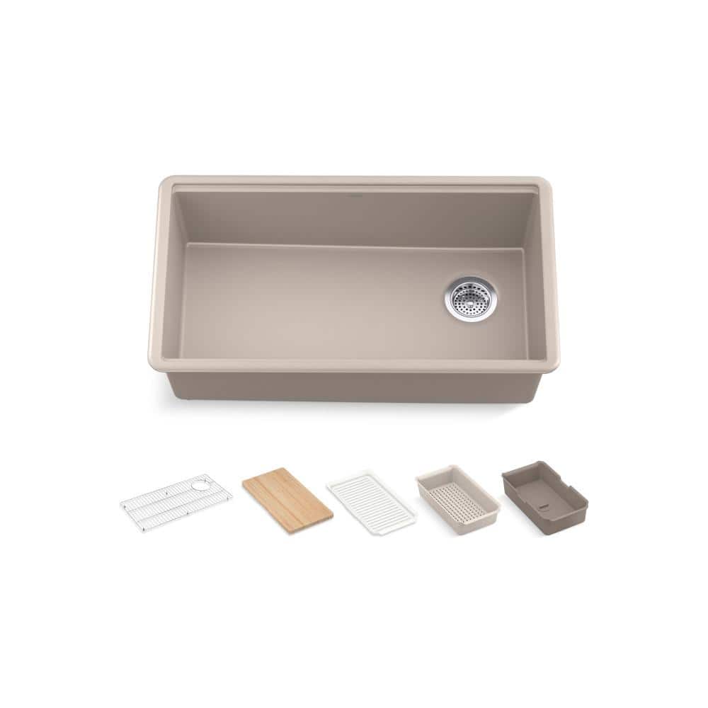 KOHLER Billings 32.5 in. Undermount Single-Bowl Workstation Kitchen ...
