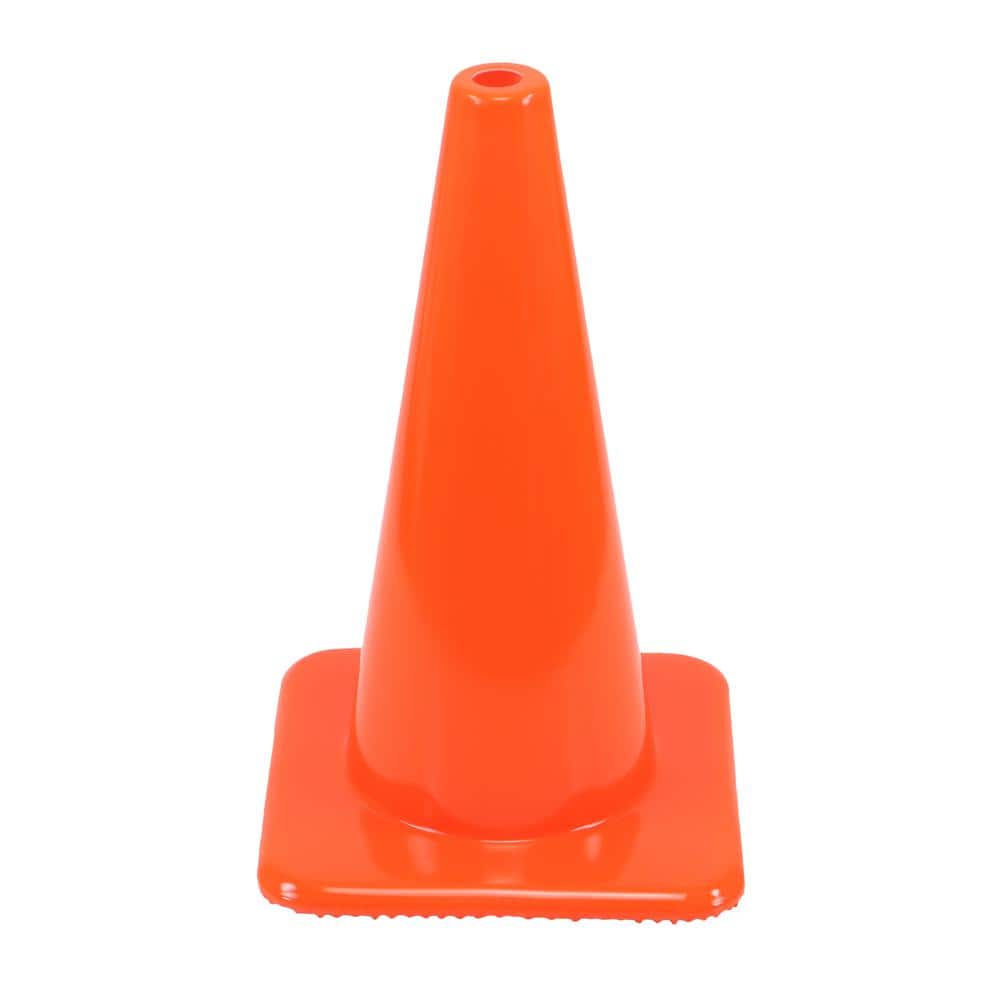 PRIVATE BRAND UNBRANDED 18 in. Orange PVC Injection Molded Safety Cone with Orange Base HDIM18 ...
