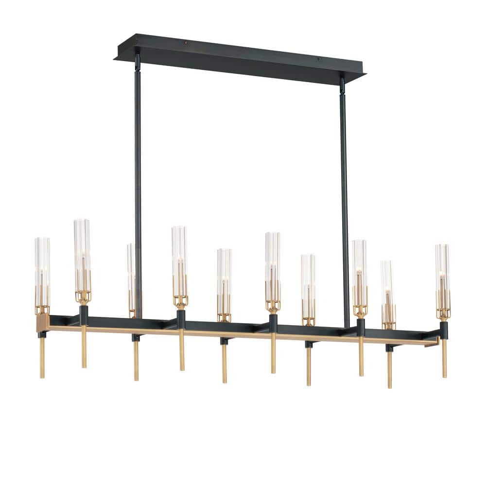Maxim Lighting Flambeau 10-Light Satin Brass Linear LED Chandelier ...