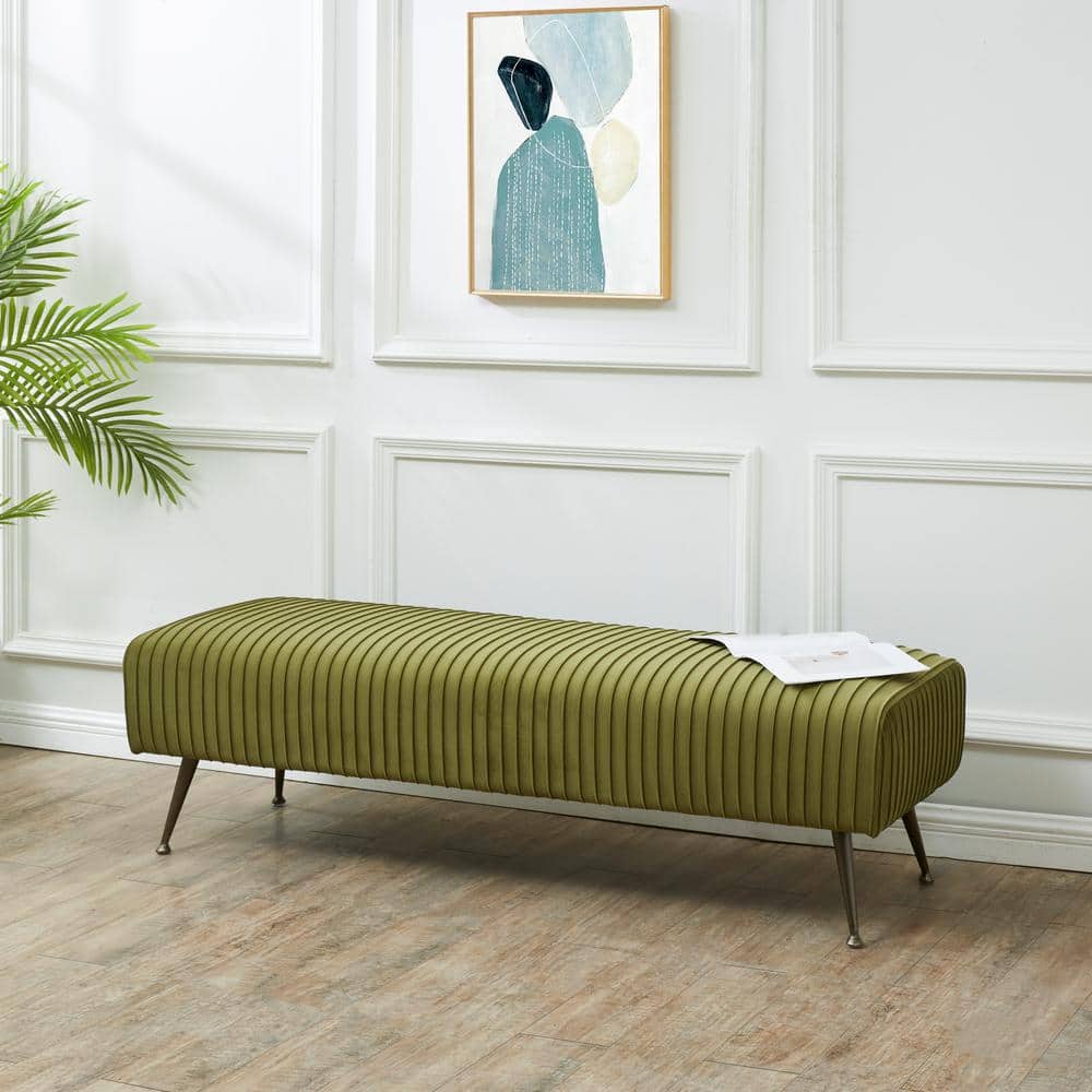 SAFAVIEH Salome Olive Green/Antique Brass Entryway Bench 60.2 in ...
