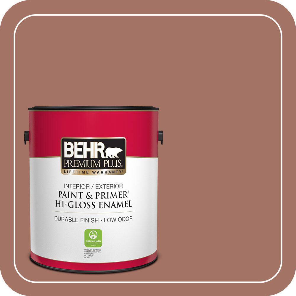BEHR PREMIUM PLUS 1 gal. #200F-5 Toasted Nutmeg Hi-Gloss Enamel ...