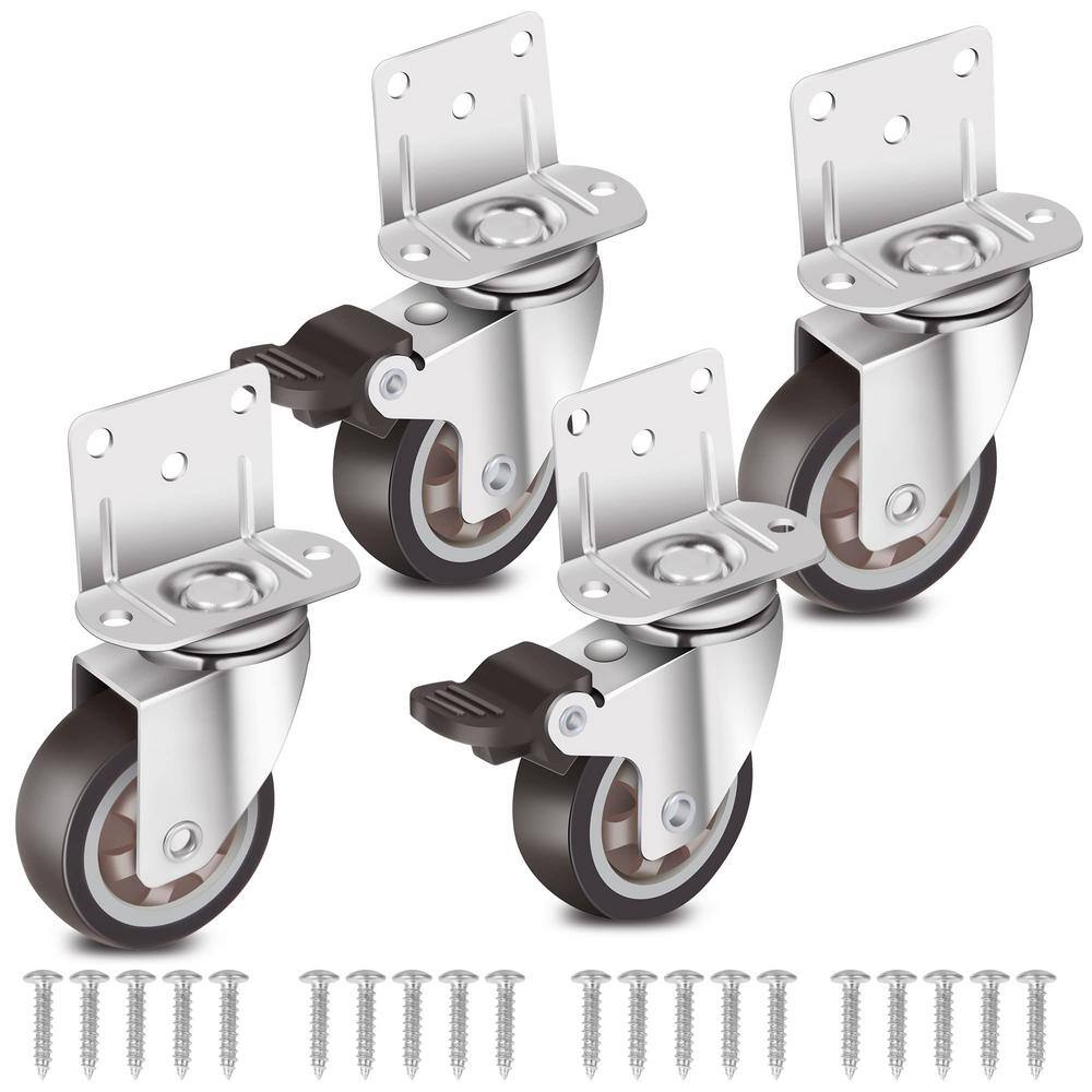 Angel Sar 2 in. L-Shaped Small Rubber Side Mount Caster Wheels in ...