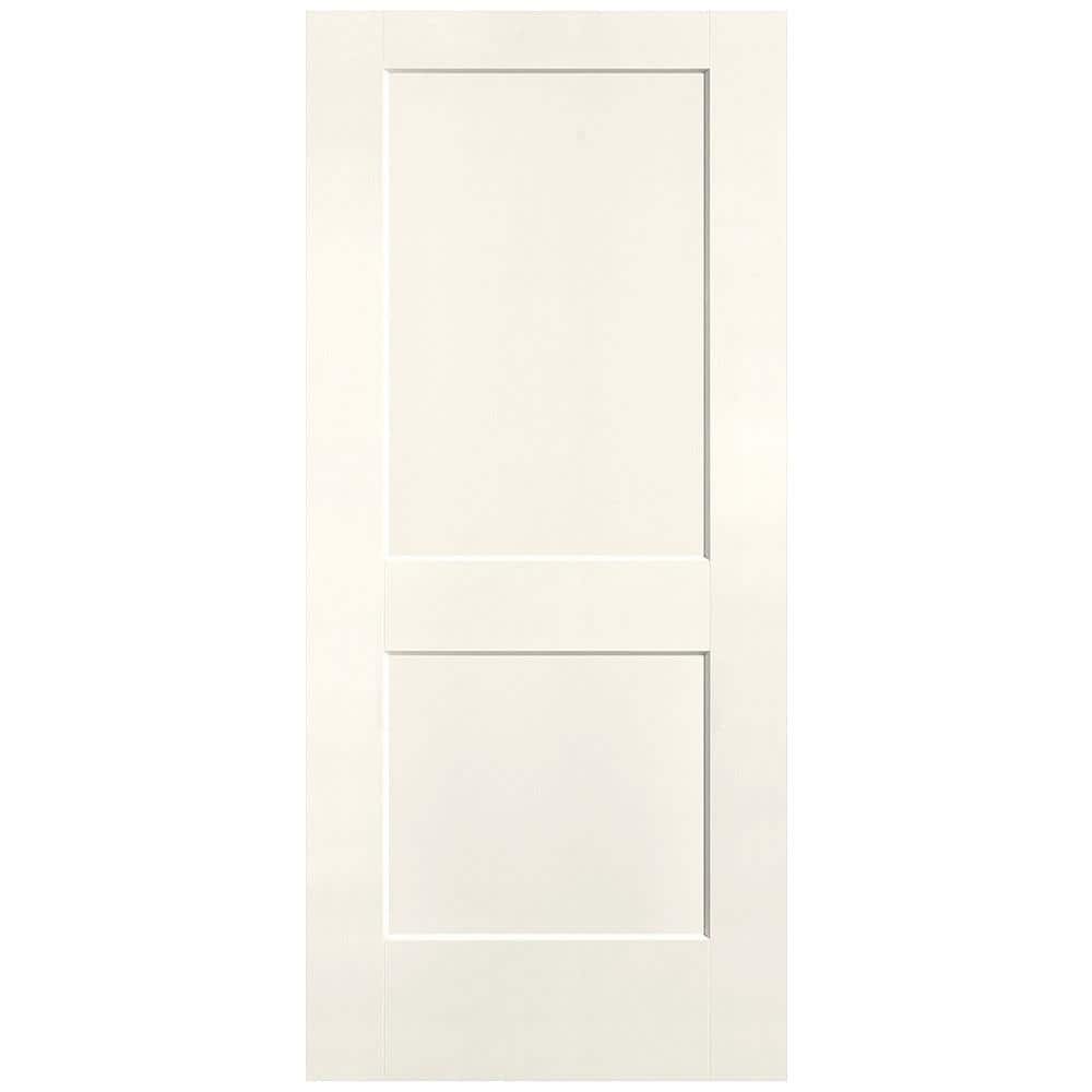 Masonite 36 in. x 80 in. 2-Panel Logan Single Bore Hollow Core Ivory ...