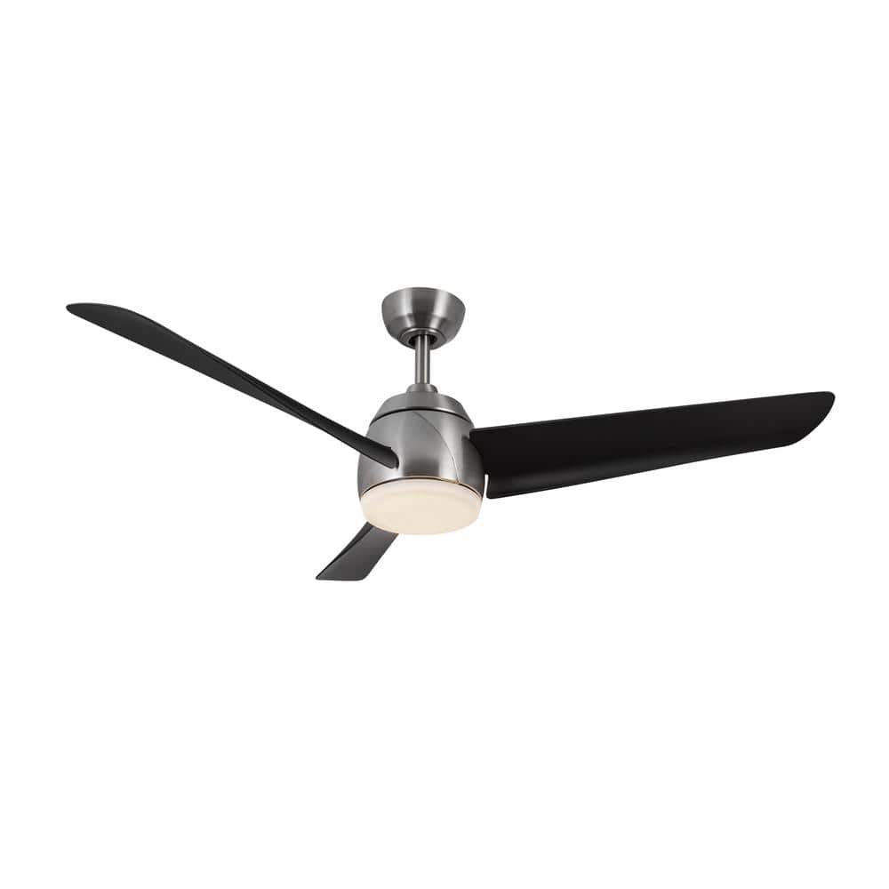 KUZCO Thalia 54 in. 1-Light Brushed Nickel/Matte Black Integrated Indoor LED Smart Ceiling Fan ...