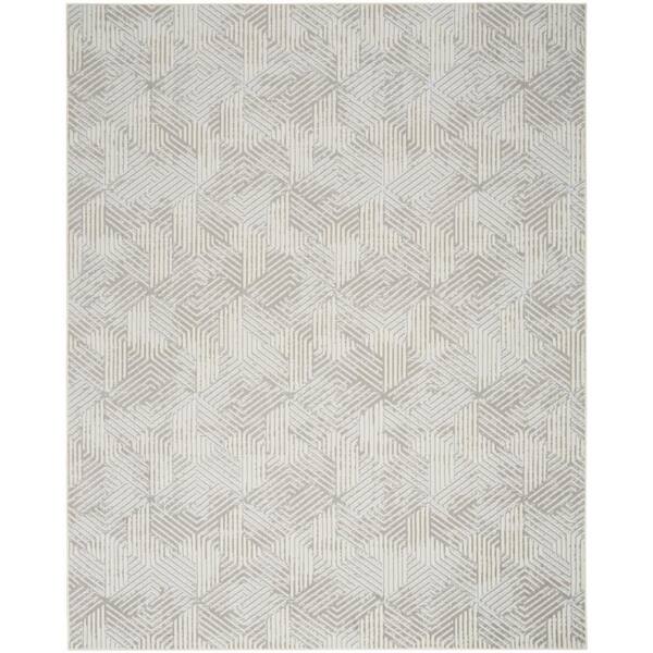 Nourison Grafix Grey 5 ft. x 7 ft. Geometric Contemporary Area Rug ...