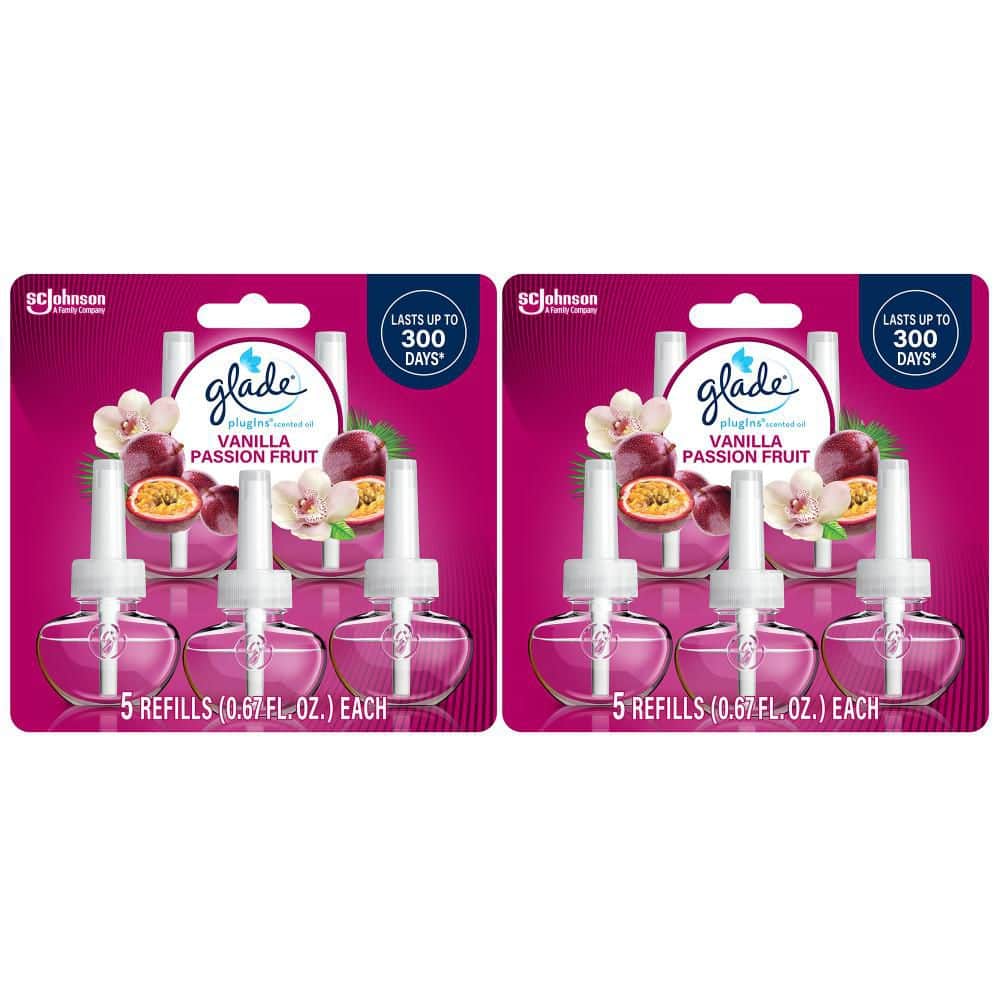 Glade 3.35 fl. oz. Vanilla Passion Fruit PlugIns Scented Oil Refill (10 ...