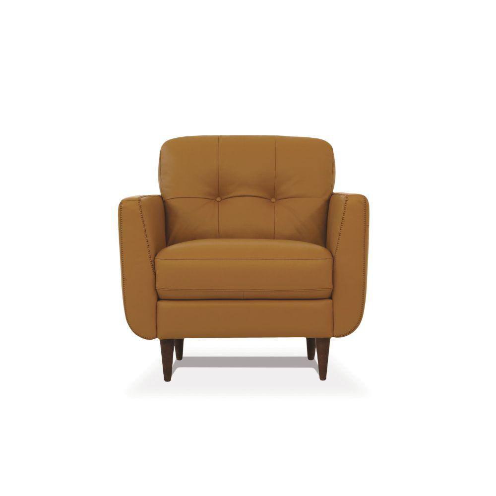 Benjara Brown Faux Leather Arm Chair with Tapered Legs BM204378 - The ...