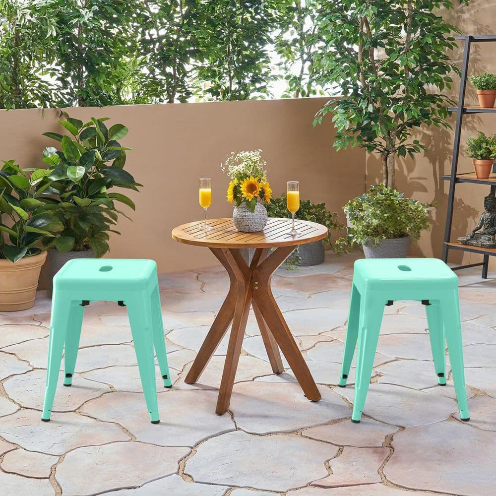 MFD LIVING Industrial 18 in. H Mint Green Backless Stackable Metal ...