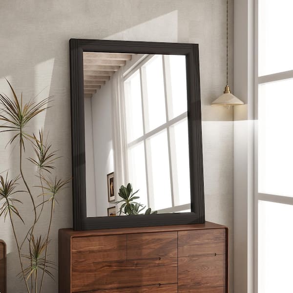 XRAMFY 30 in. W x 40 in. H Rectangular Classic Black Wooden Framed ...