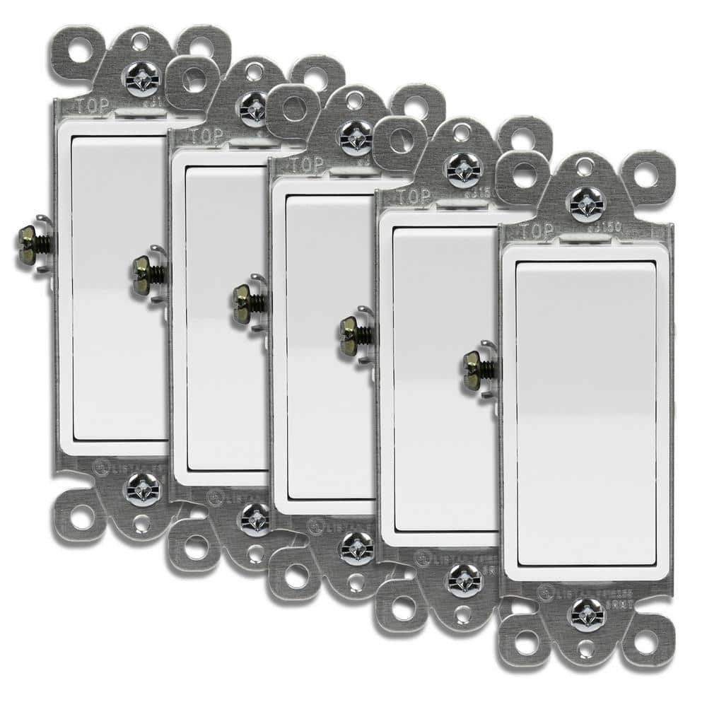 ENERLITES 15 Amp Rocker Light Switch, 3-Way or Single Pole Decorator ...