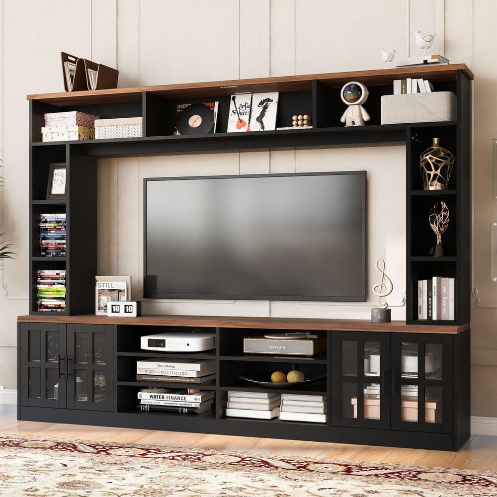Harper & Bright Designs Black Modern TV Stand Fits TVs up to 80", Wall ...
