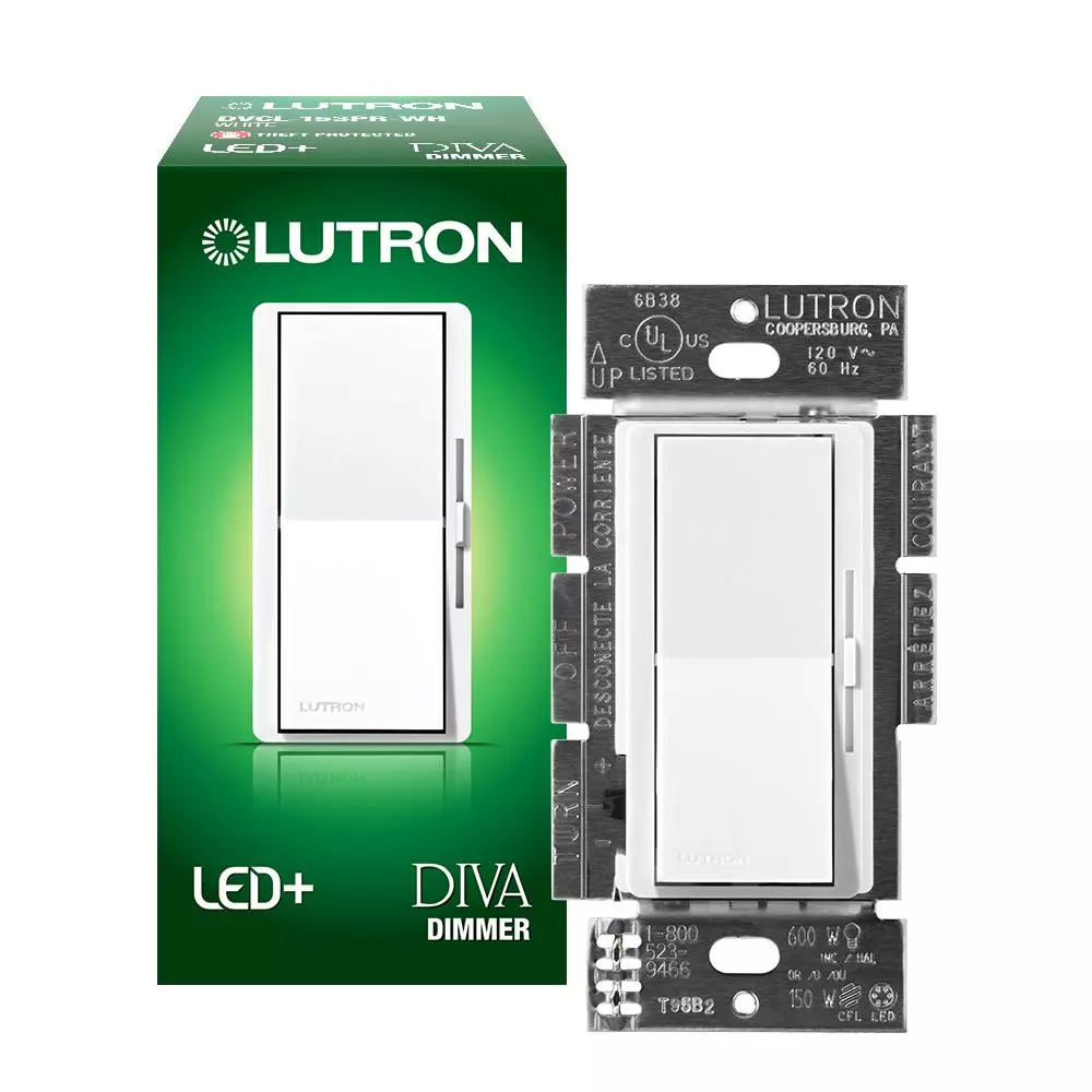 Lutron Single-Pole or 3-Way Diva LED+ Dimmer Switch for Dimmable LED ...