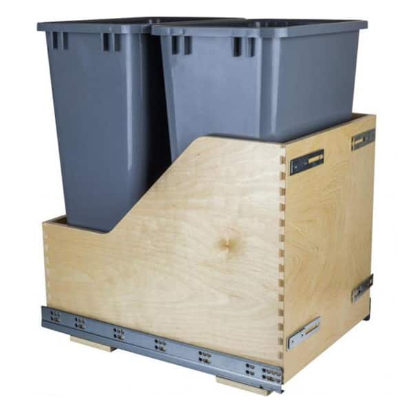 hardware resources 15 in. W Birch Double 50 qt. Gray Waste Container ...