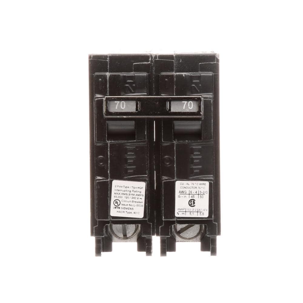 Siemens 70 Amp 2-Pole HQP 65 kA Circuit Breaker Q270HH - The Home Depot