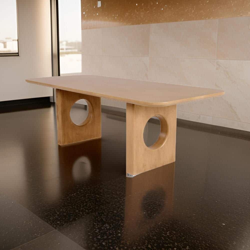 Benjara Now Ohan Brown Wood 90 in. Double Pedestal Open Dining Table ...