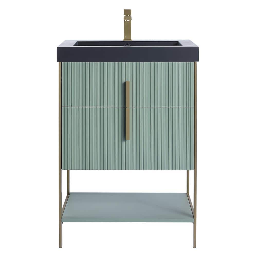 FINE FIXTURES 24 in. W x 18 in. D x 33.5 in. H Mint Green Bath Vanity ...
