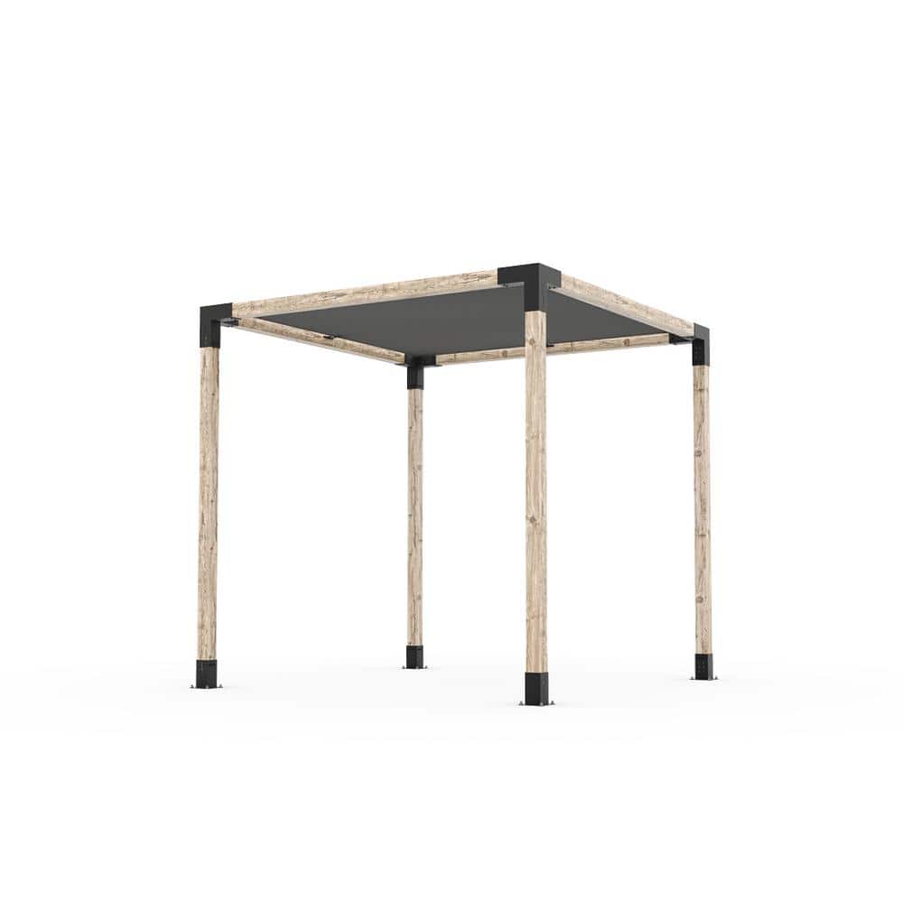 TOJA GRID 8 ft. x 8 ft. Pergola Kit with Graphite Shade Sail, for 4x4 ...
