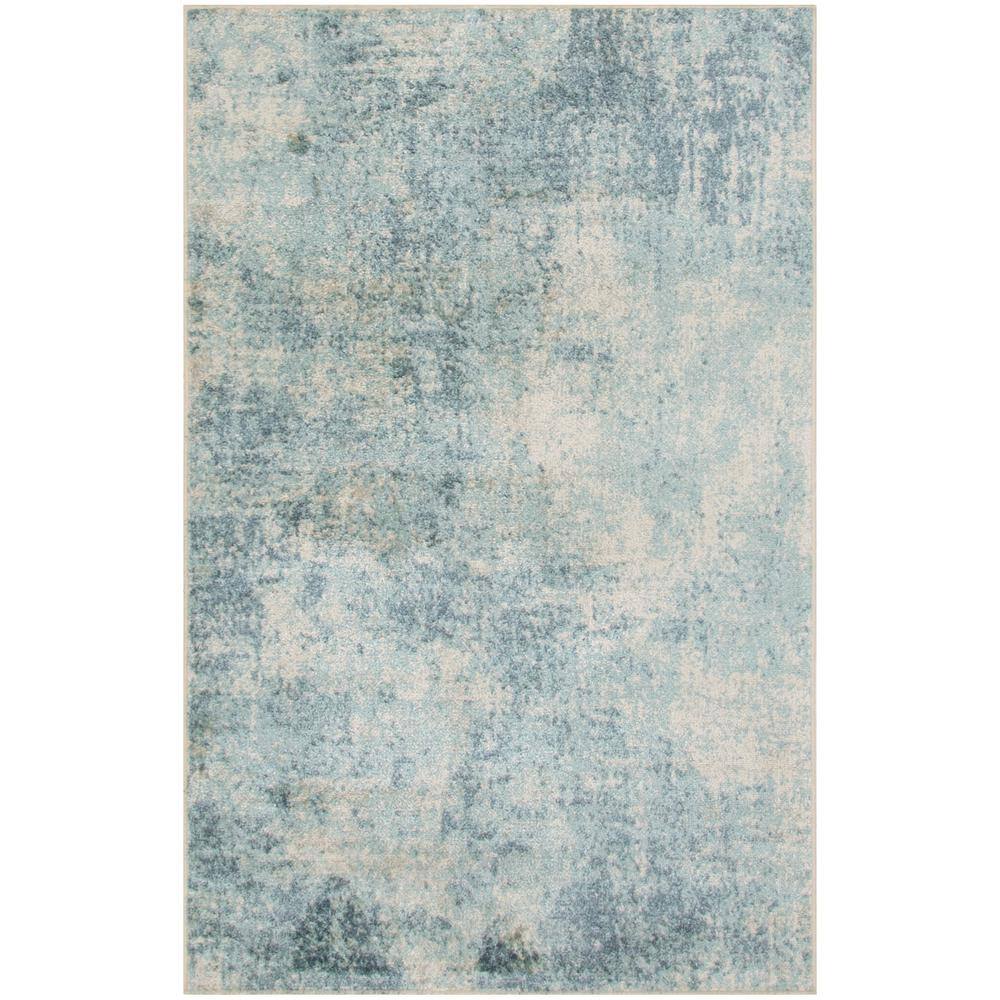 Nourison Astra Machine Washable Blue Ivory 3 ft. x 5 ft. Abstract ...