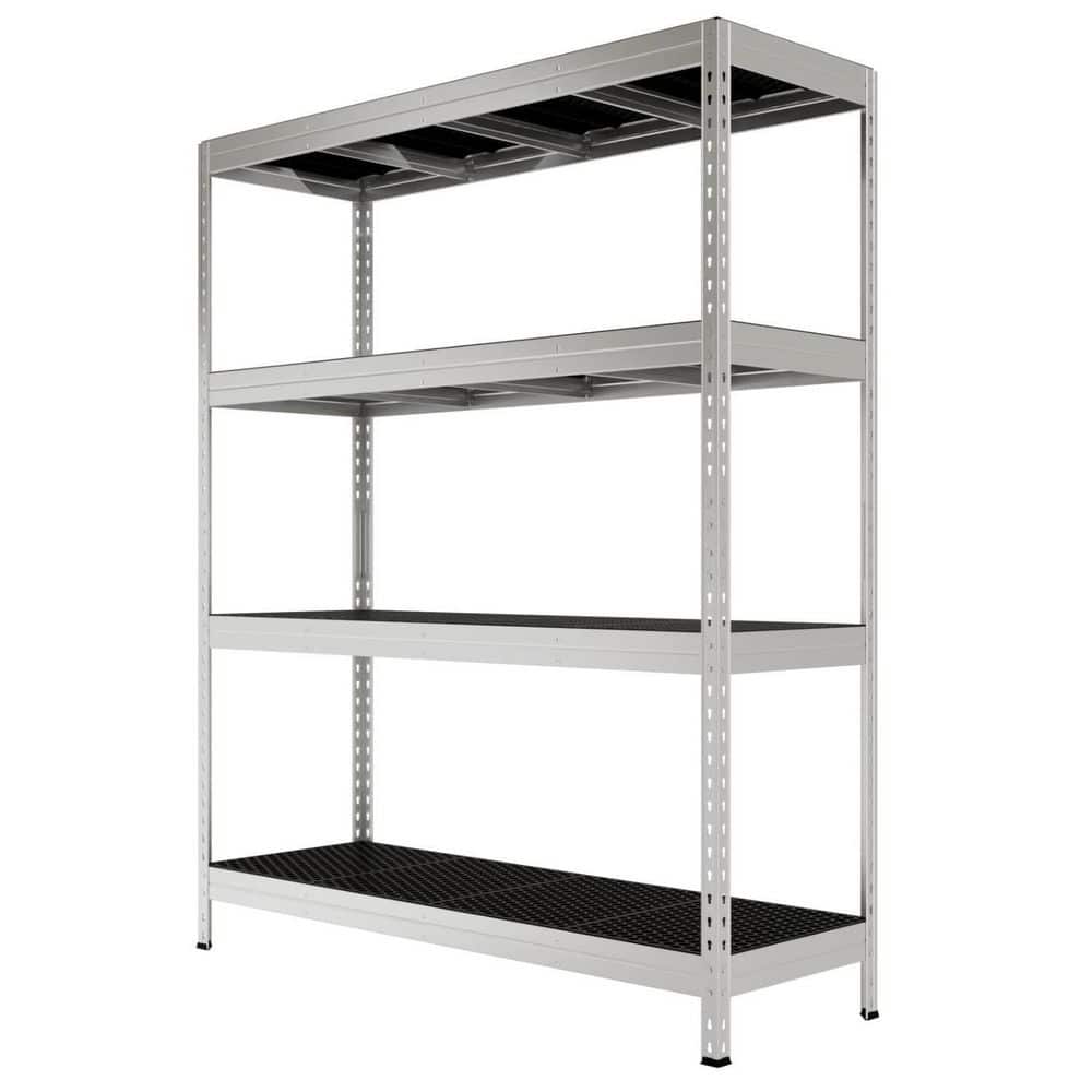 AR SHELVING All-Road 4-Tier Steel Storage Shelving Unit in Silver ...