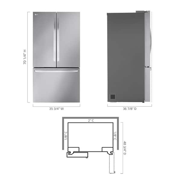 LG 32 cu. ft. Smart Standard-Depth MAX French Door Refrigerator with ...
