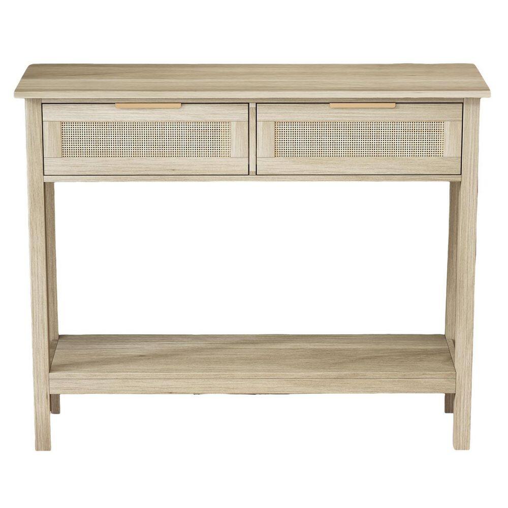 Tileon Kitchen Pantry, Console Table with 2 Rattan Drawer and Bottom ...