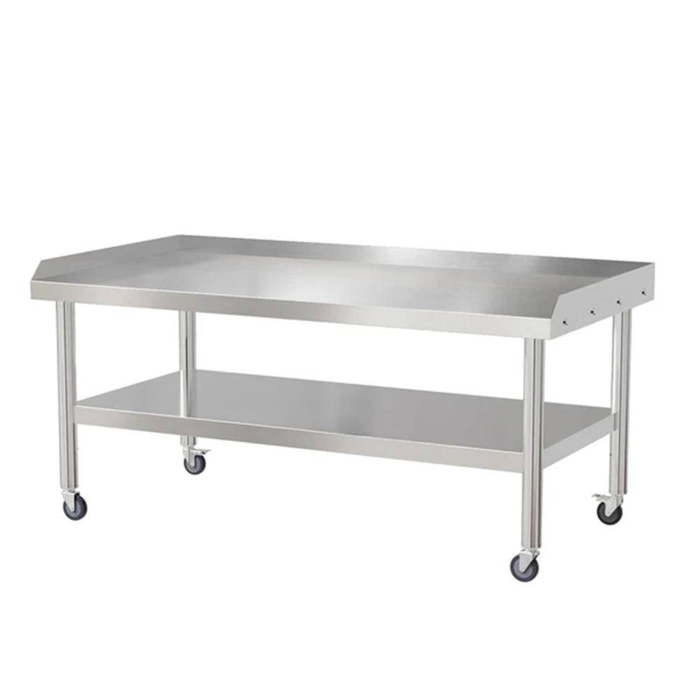 Karl home Silver Stainless Steel Kitchen Prep Table with Shelf and ...