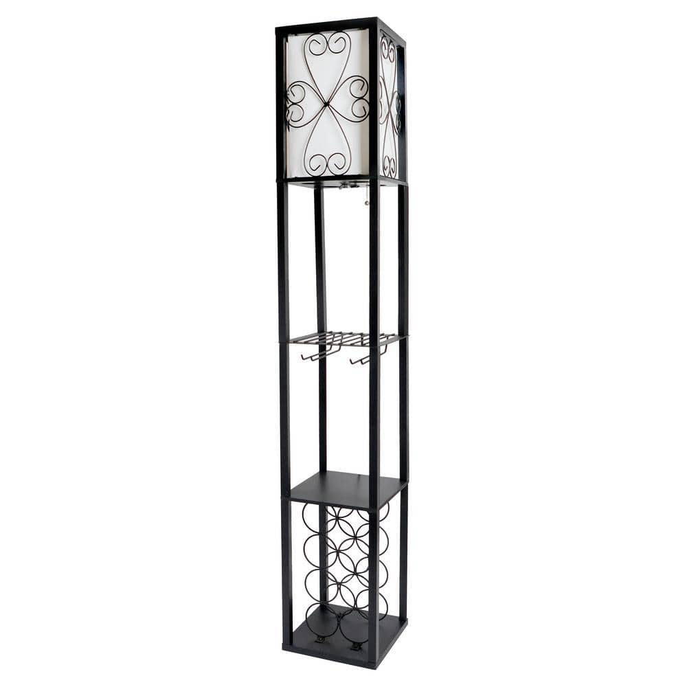 Creekwood home Eleganzia 62.5 in. Black Vino Wine Rack and Storage ...