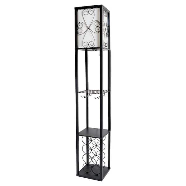Creekwood home Eleganzia 62.5 in. Black Vino Wine Rack and Storage ...