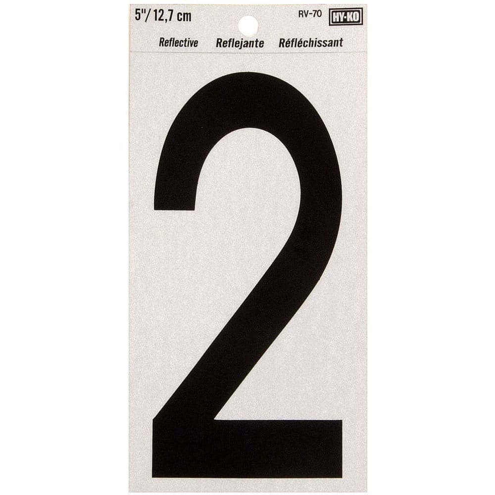 HY-KO 5 in. Vinyl Reflective Number 2 RV-70/2 - The Home Depot