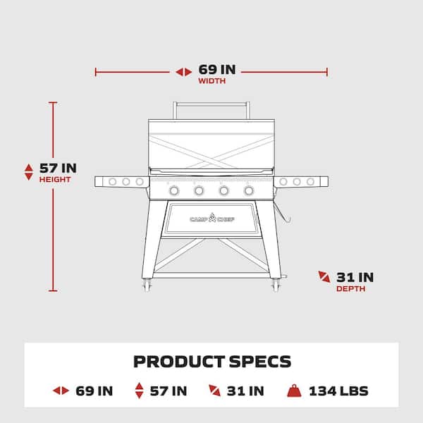 Camp Chef Gridiron 36 Flat Top 4-Burner Propane Griddle Grill in Black ...