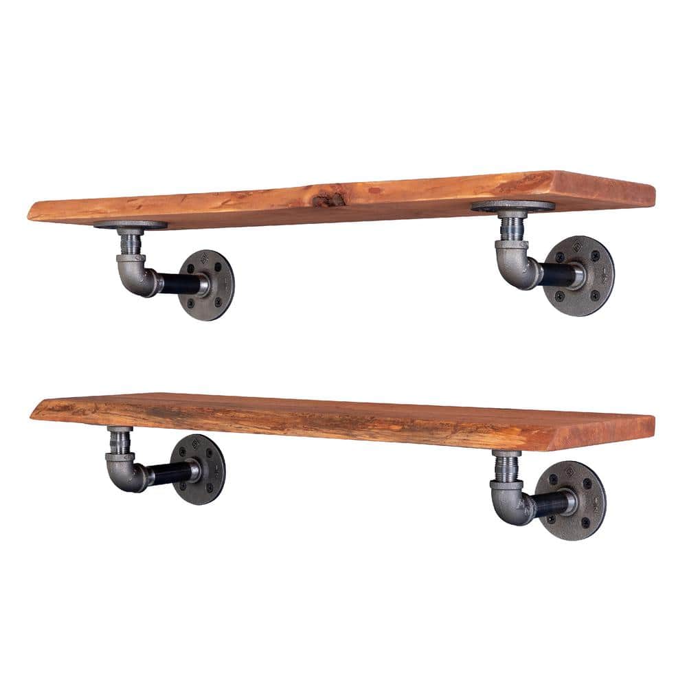 PIPE DECOR 24 in. W x 7.5 in. D x 4.5 in. H Sunset Cedar Live Edge Wood ...