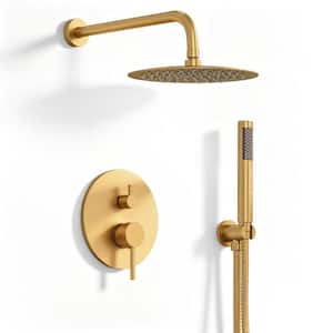YAWWALK 3-Spray Wall Mounted 10 and 6 in. Dual Shower Head and Handheld ...